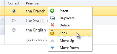 Locking Answer Choice Position