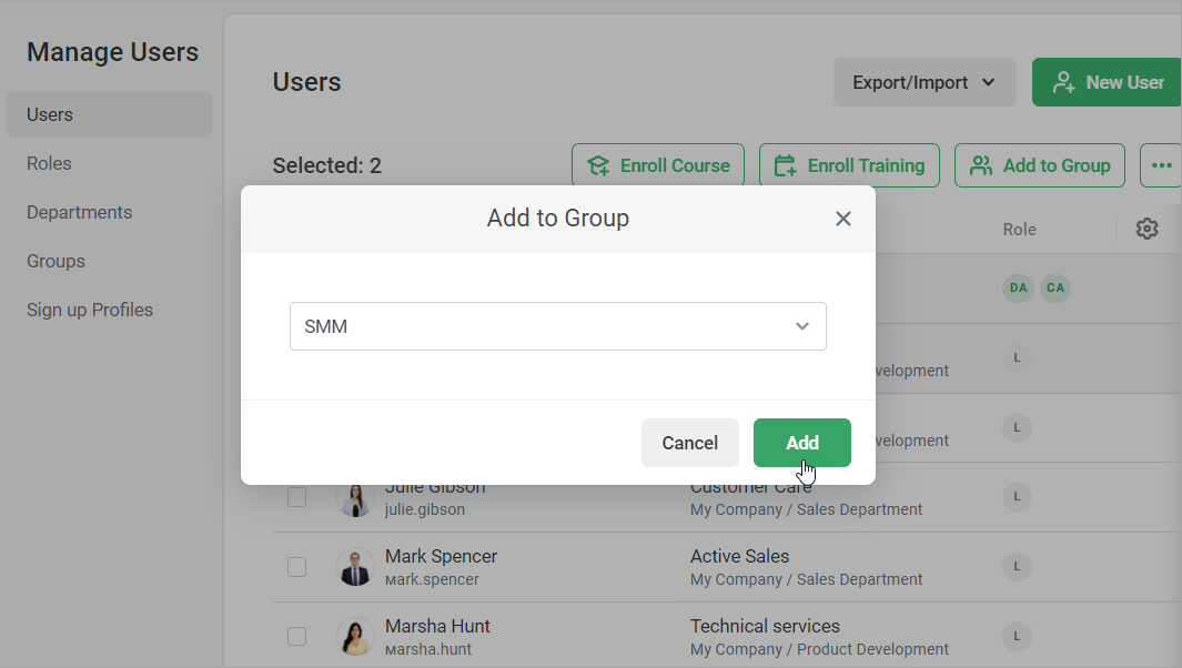 Assigning User To Group