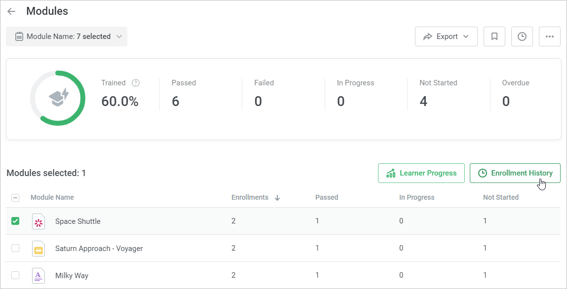 Module Enrollment History