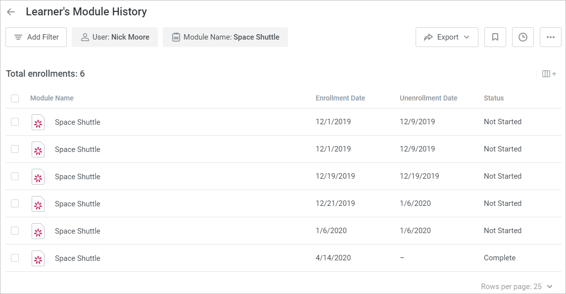 Module Enrollment History