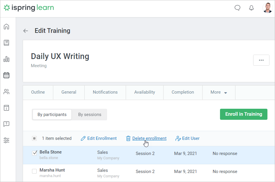 Deleting an Enrollment