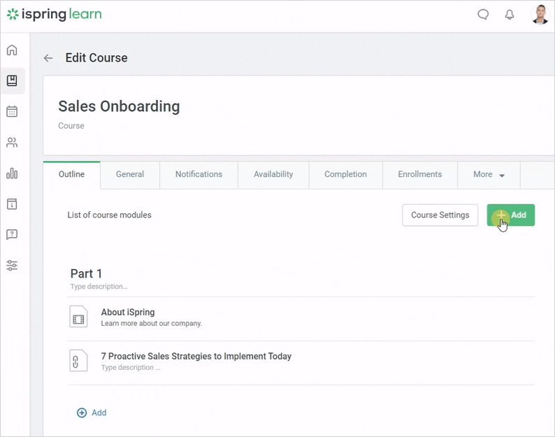 Adding a Training to a Course