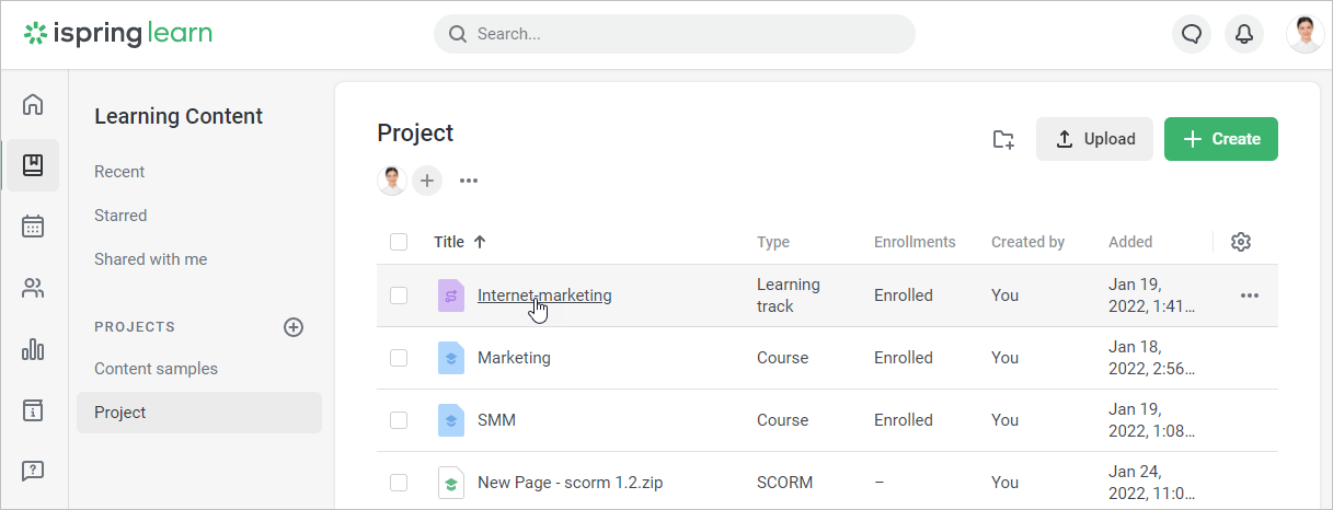 Editing Learning Track Enrollment