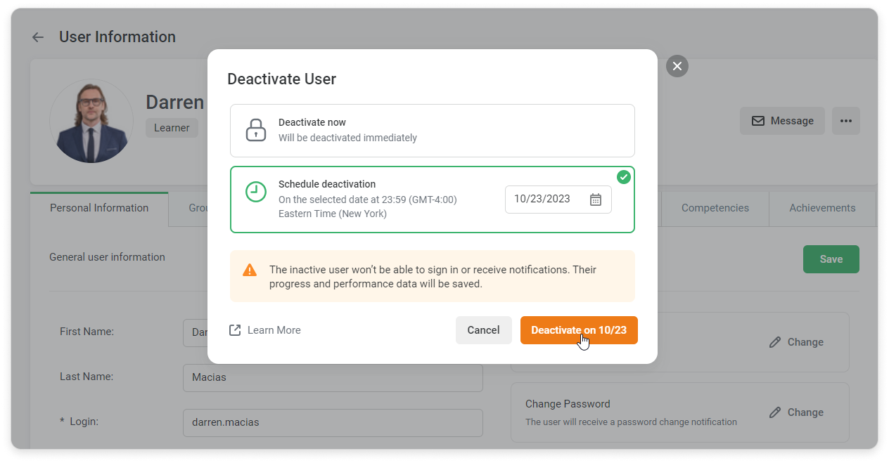 How to Deactivate a User