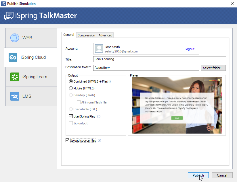 Publishing to iSpring Cloud