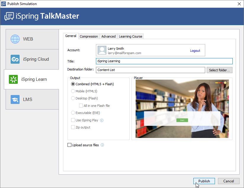 Publishing to iSpring Learn