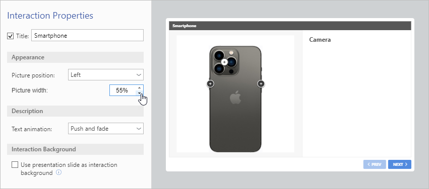 Labeled Graphic Interaction Properties