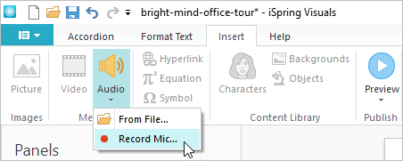 Adding and Recording Audio