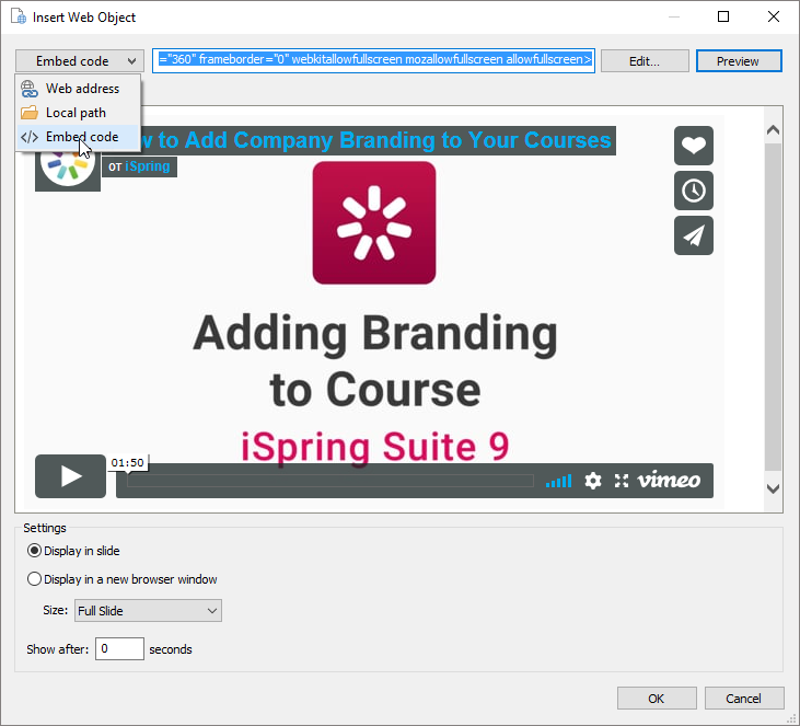 Inserting Web Objects