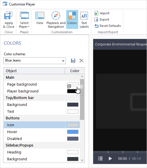 Customizing the Color Scheme