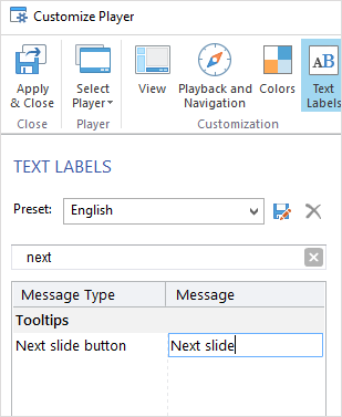 Editing Texts and Labels