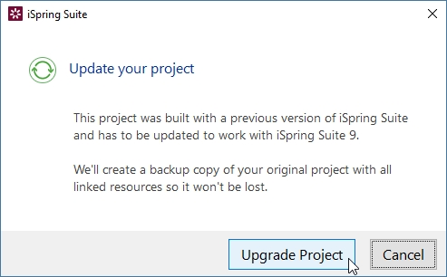 Updating Projects Made with Previous Versions