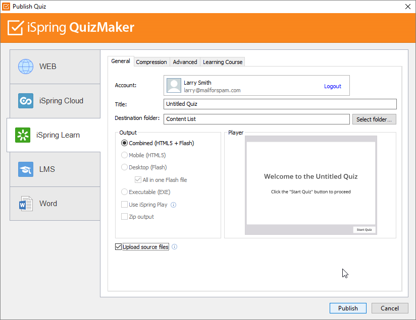 Publishing Quizzes to iSpring Learn