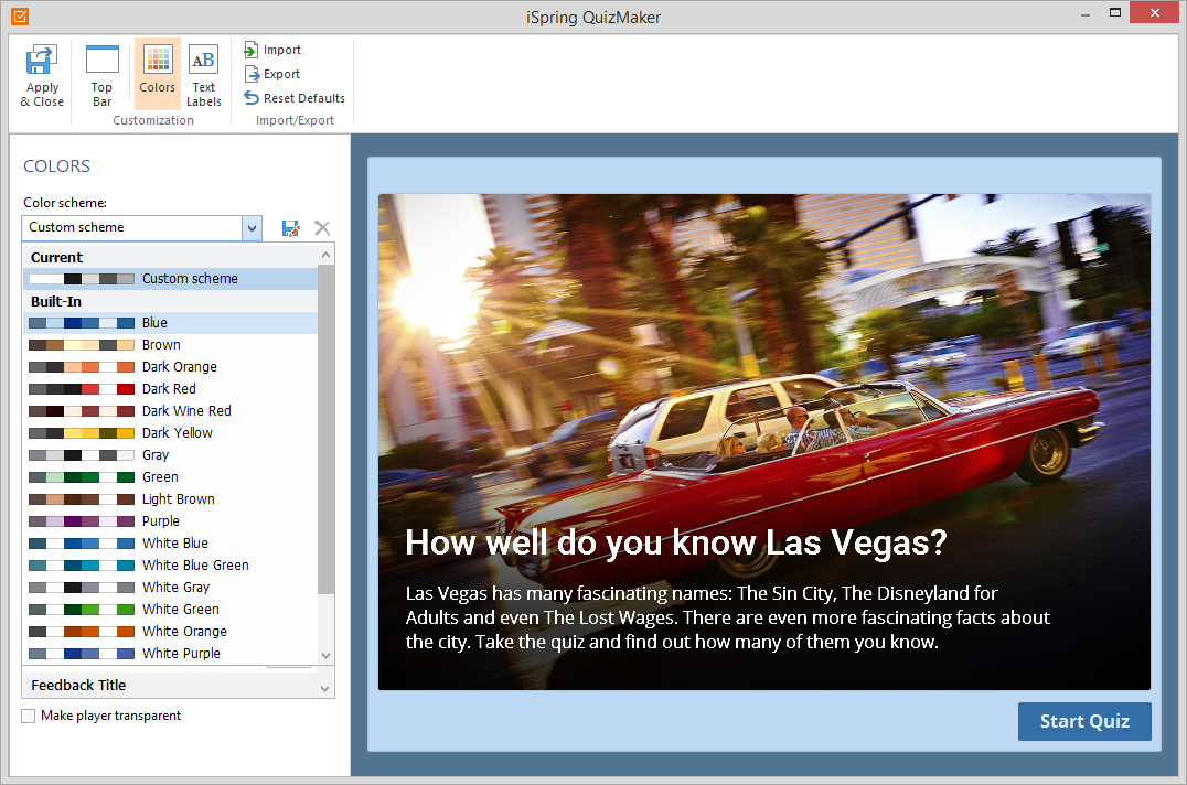Adjusting Color Scheme
