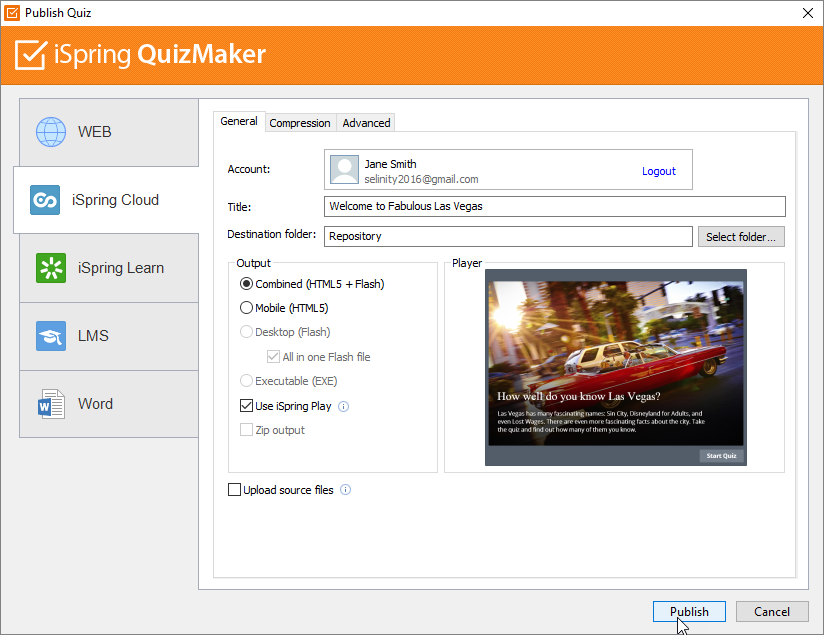 Publishing Quizzes to iSpring Cloud