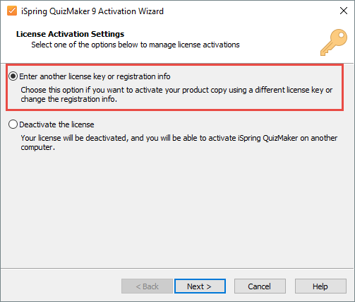 Changing License Key or Registration Info