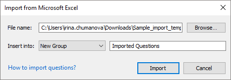 Importing Questions from Excel