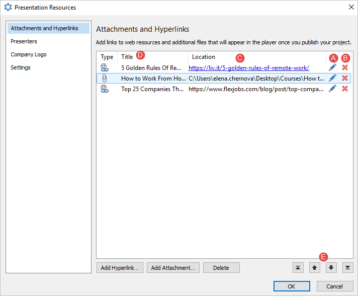 Hyperlinks and Attachments