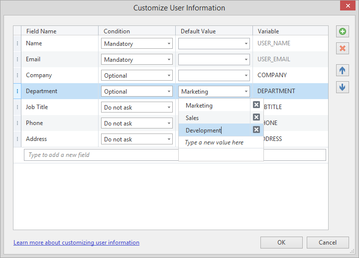 Customizing User Information Form